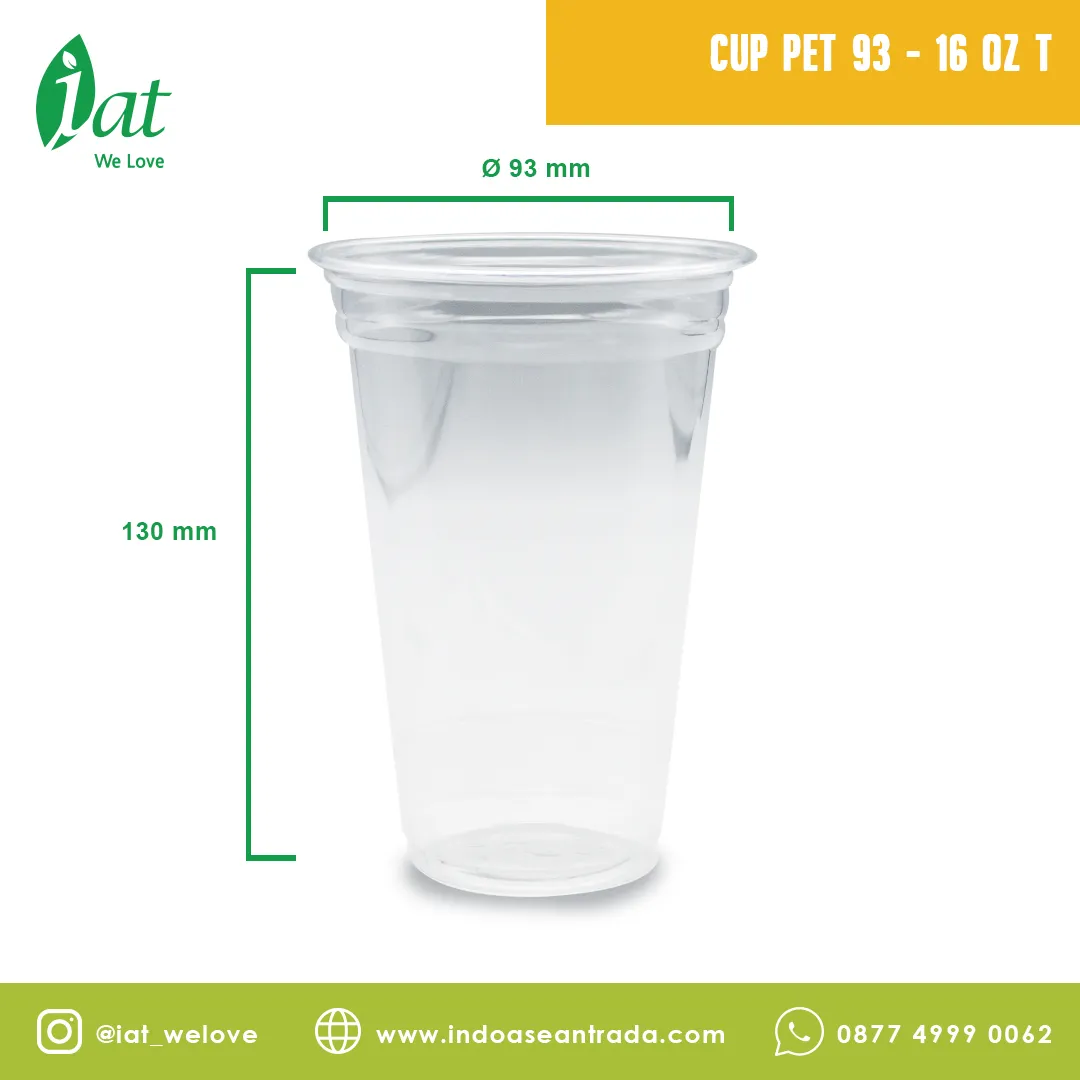 Cup PET 93 - 16 OZ | Beverage Cups | Indo Asean Trada