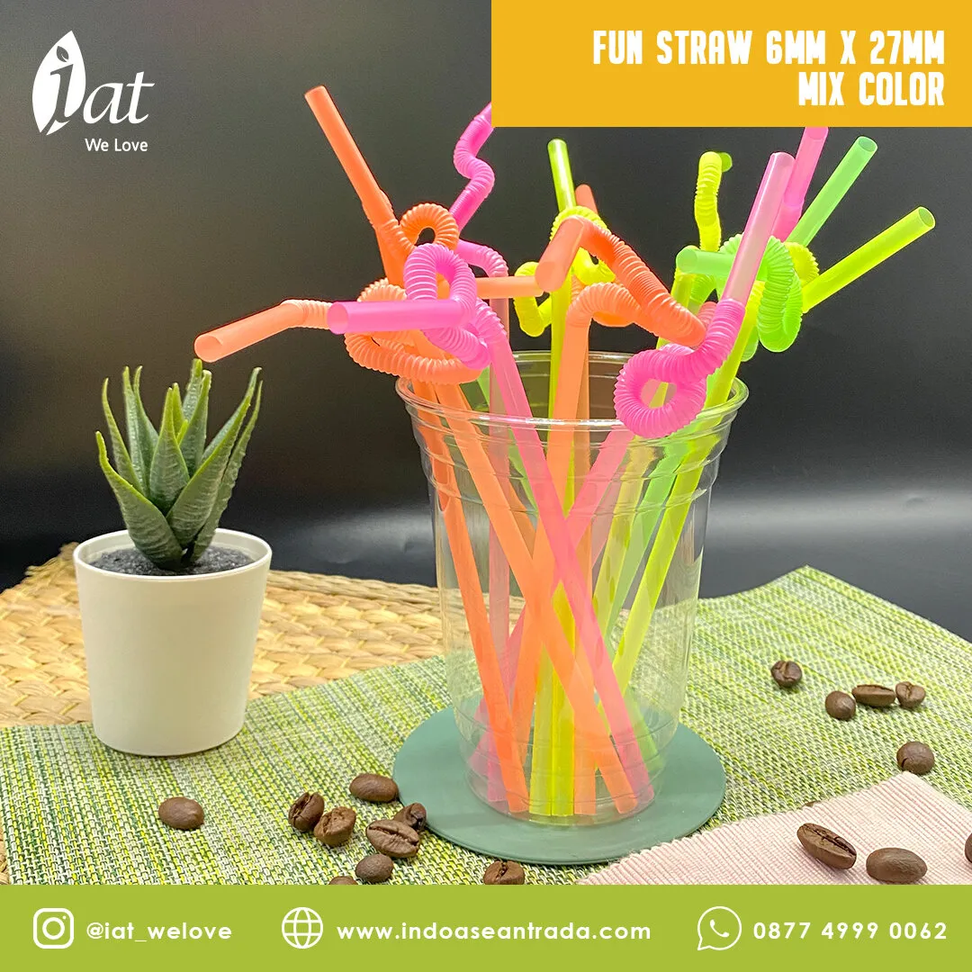 Fun Straw 6MM X 27MM Mix Color | Straw | Indo Asean Trada